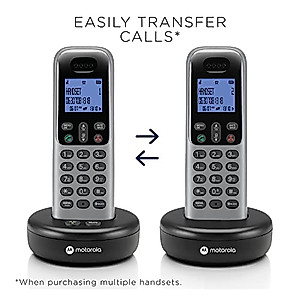 Motorola Voice Cordless Phone System w/ 2 Digital Handsets + Answering Machine, Remote Access, Call Block - Dark Grey (T612)