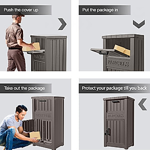 LHBGO Package Delivery Box for Outside, Anti-Theft Lockable Parcel Drop Boxes Outdoor Package Delivery and Waterproof Deck Box,Storage Box for Porch, House, Curbside