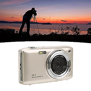 Digital Camera, Multi Function 58M 4K Timed Photography Digital Video Camera 2.88 Inch Screen 16X for Daily Life (Gold)