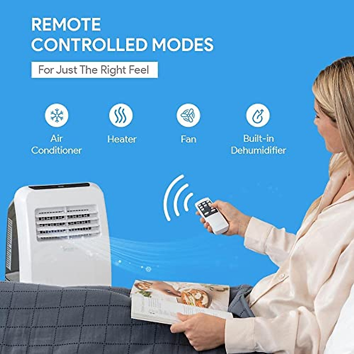 SereneLife SLACHT128 SLPAC 3-in-1 Portable Air Conditioner with Built-in Dehumidifier Function,Fan Mode, Remote Control, Complete Window Mount Exhaust Kit, 12,000 BTU + HEAT, White