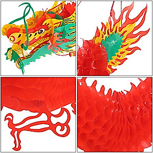 Bememo 3D Chinese New Year Dragon Garland Hanging Decoration (4.92 Feet)