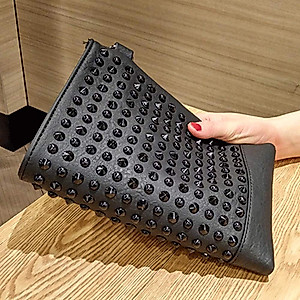 Segater® Women & Men Rivet Clutch Ladies Punk Style Purses Soft Leather Studded Cell Phone Shoulder Bag Crossbody Bag