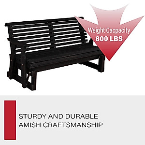 Amish Heavy Duty 800 Lb Roll Back Pressure Treated Porch Glider (4 Foot, Semi-Solid Black Stain)