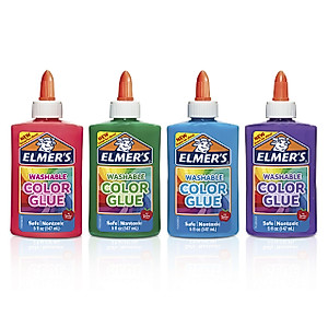 Elmer's Washable Glue, Colors, 5 Ounces, 4 Count, for Making Slime, 5 Oz, 4-Assorted