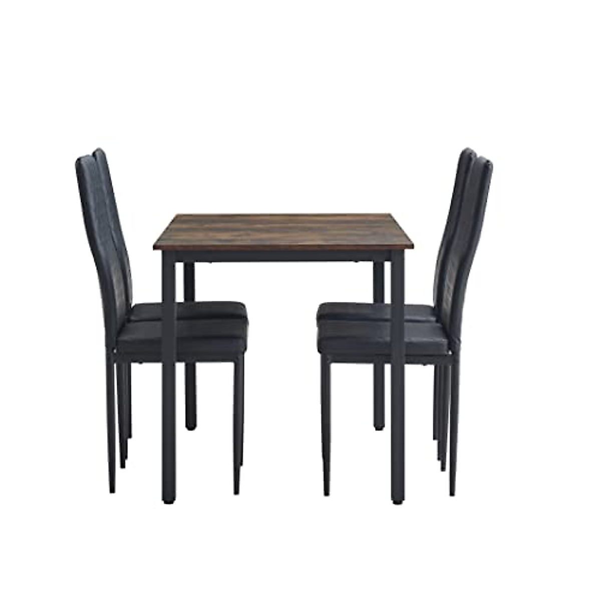 Tassullo Dining Table and Chair Set for 4, 47 Inch MDF Tabletop Kitchen Table Set with High Back PU Leather Chairs, Nesting for Space Saving (Table & Chair Set)