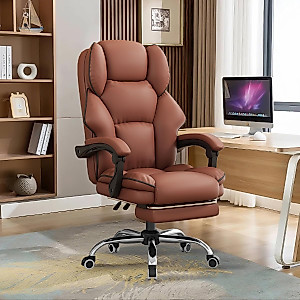XUEGW Office Chair Big and Tall Computer Chairs High Back Gaming Chair with Foot Rest Ergonomic Leather Desk Chair Executive Comfortable Work Chair for Home Office