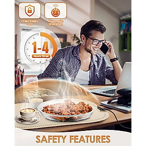 MONKRICT Electric Warming Tray, Thermochromic Fast Heating Warming Mat for Food with 8 Temperature Settings, Auto Shut-Off & Child-Lock, Portable Silicone Food Warmer for Buffet, Parties, Everyday Use