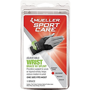 MUELLER Sports Medicine Wrist Brace with Splint, Wrist Pain Relief Support for Men and Women, Ideal for Carpal Tunnel, Tendinitis, Arthritis, Black, One Size