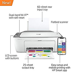 HP DeskJet 2755 Wireless All-in-One Printer | Mobile Print, Scan & Copy | HP Instant Ink Ready (3XV17A) (Renewed)
