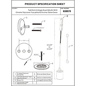 Tub Drain Linkage Assembly with Trip Lever and Strainer Done Cove, Fit for Trip Lever Bath Tub Waste and Overflow Drain by Artiwell