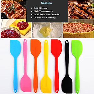 Silicone Spatula,11 inch Non-stick Spatulas with Stainless Steel Core,Heat Resistant, Food Grade Silicone, One Piece Design,Dishwasher Safe, for Mixing,Cooking,Baking (7pcs)