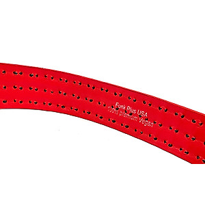 Red Three Row Black Pyramid Stud Belt Vegan Leather Punk Goth Alternative USA Made (XL)