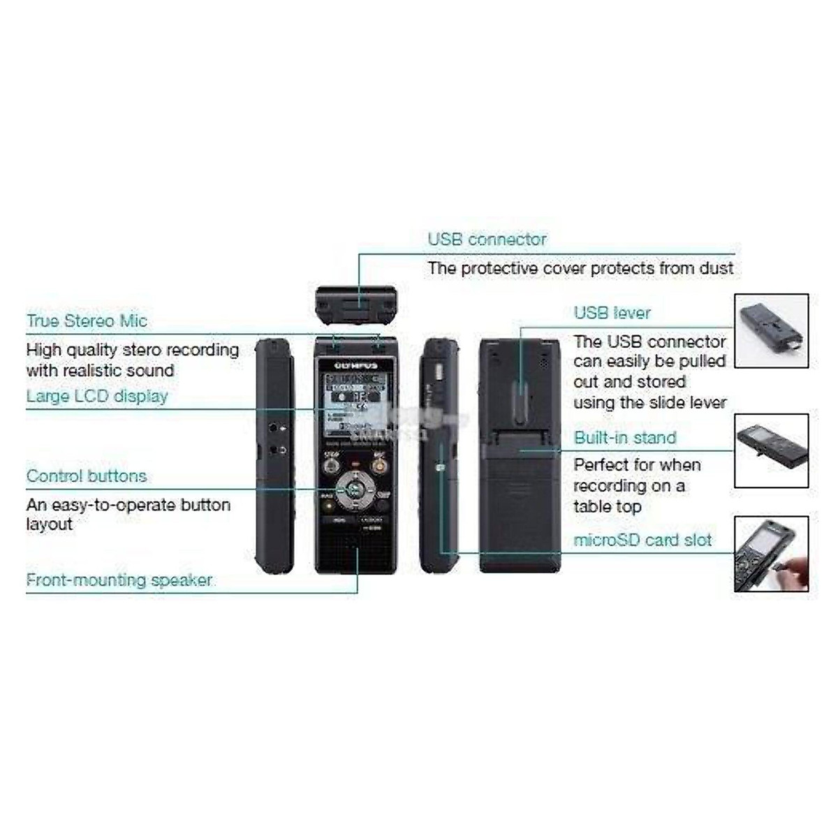 Olympus WS-853 Digital Voice Recorder - 4.1 cm (1.6") LCD - 8 GB Flash Memory