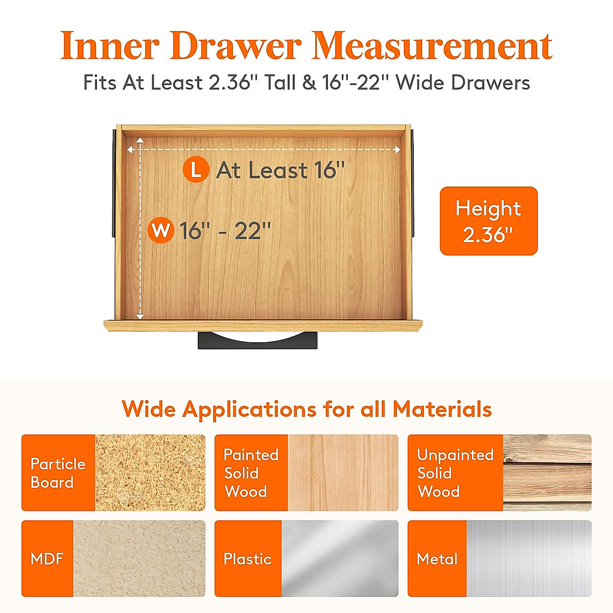 Lifewit 5 Pack Kitchen Drawer Dividers 2.36" High, 16"-22" Adjustable Drawer Organizer for Utensils/Clothes/Makeup, Plastic Expandable Separators in Dresser/Bedroom/Bathroom/Office Storage