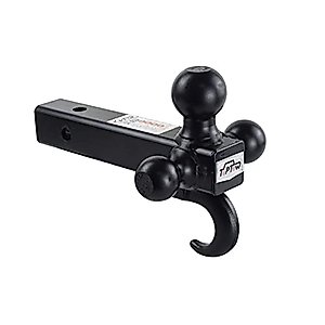 TOPTOW 64181 Trailer Receiver Hitch Tri Ball Mount with Hook Black Balls Fits for 2 inch Receiver