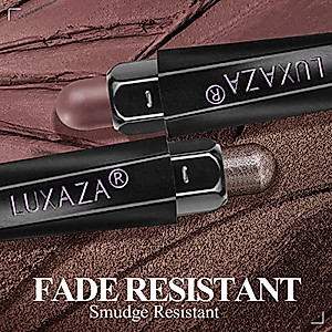 LUXAZA 6PCS Cream Brown Neutral Eyeshadow Stick Makeup Sets, Metallic Eye Brightener Stick Pencil Crayon -B02-Fall Brown