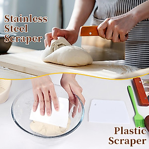 Lokeisna Bread Proofing Basket Set of 2, 10 Inch Round &Oval Cane Sourdough Proofing Basket with Bread Baking Supplies-Bread Lame, Danish Whisk, Bowl Scraper & Dough Scraper, Wonderful gift for Bakers