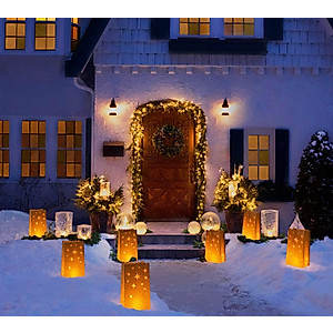 Stmarry White Paper Luminary Bags - 50-Pack Candle Lantern Bags, Fire-Retardant, Star Luminaries for Christmas, Weddings, Birthday Party Valentine&#039;s Day Decoration, 5.9 x 10 x 3.5 Inches