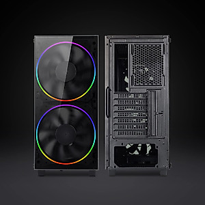 Gaming Case Mid-Tower with Tempered Glass Side Panel, 2x200mm ARGB Fans Included, GAMEMAX Black Hole