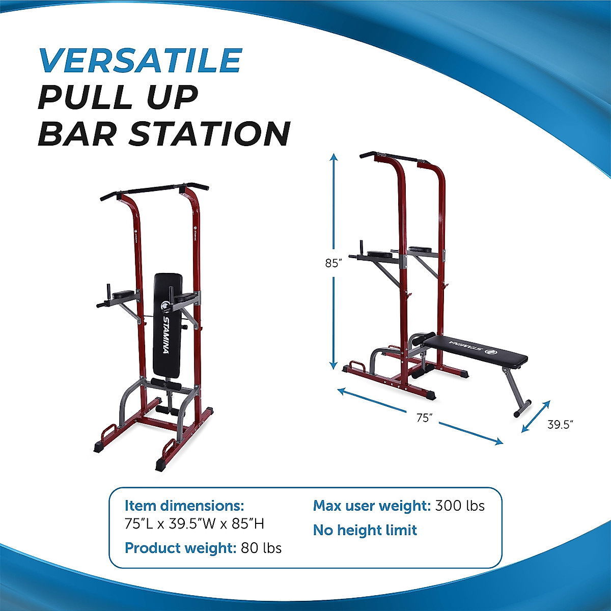 Stamina Products 735 Freestanding Adjustable Full Body Power Tower and Bench