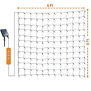 Solar Powered Christmas Net Lights Outdoor Mesh Lights for Bushes, 8 Modes Solar Christmas Lights Decorations Outdoor for Garden, Yard, 6Ft*6Ft, White