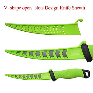 ENTSPORT Outdoors Fillet Knife Professional Fishing Knives Non-Stick Coating Stainless Steel Blade Boning Knife with Sheath(7" Fillet Knife with Non-Slip Handle)