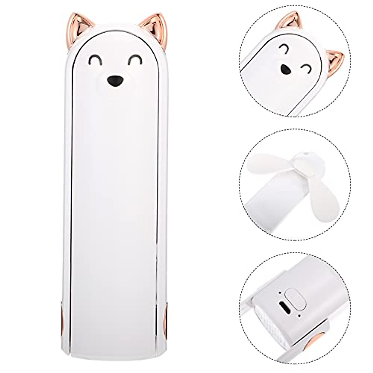Veemoon Portable Fan Practical Cooler Mini Summer Personal Neck Foldable Office for Rechargeable White Sports Girls Eyelash Free Usb Recharging Indoor Gift Women Handheld Desk Fan