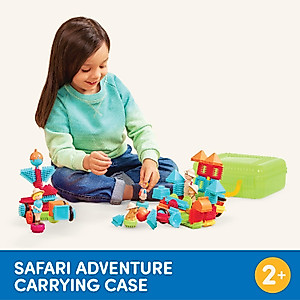 Battat- Bristle Blocks- STEM Interlocking Building Blocks- 85 pc Playset- Reusable Carry Case- Developmental Toys for Toddlers & Kids- Safari Adventure Carrying Case- 2 Years +