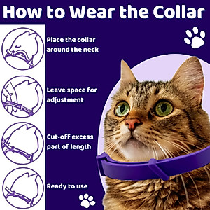 Pettify Calming Collar for Cats 4 Packs | 15 Inches Comfortable Cat Calming Collar | Long Lasting Cat pheromone Collar for Stress and Anxiety Relief, Strong Adjustable Breakaway Design