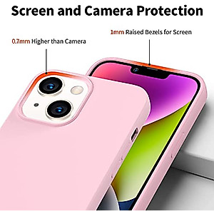 Amytor Designed for iPhone 14 Plus Case, Silicone Ultra Slim Shockproof Phone Case with Soft Anti-Scratch Microfiber Lining, [Enhanced Camera Protection] 6.7 inch (Pink)