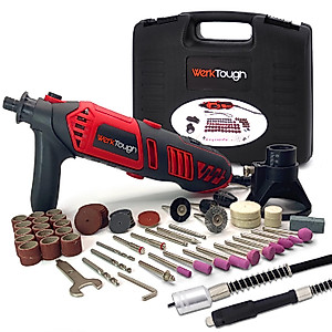 Werktough 170W Rotary Tool Kit High Power High Speed High Value Accessories 100pcs Including Universal Keyless Chuck Flexible Shaft and Cutting Guide and With Hanger Low Noise Low Vibration