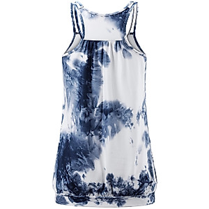 NEWMEEN Blevonh Plus Size Tank Tops,Women Summer Fashion Tie Dye Workout Camisoles Ladies Band Bottom Sleeveless Racerback Cami Scoop Neck Athletic Fitness Shirts 2XL