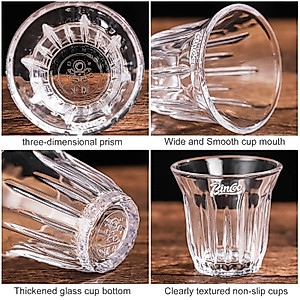 Bincoo Glass Coffee Mug Set 2x90ML, Clear Glass Coffee Mugs with Wooden Coasters, Coffee, Cappuccino, Latte, Espresso Glass Cup Heat Resistant