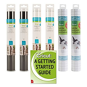 Cricut Premium Permanent Vinyl, Basic Bundle -White & Black, 12x48…