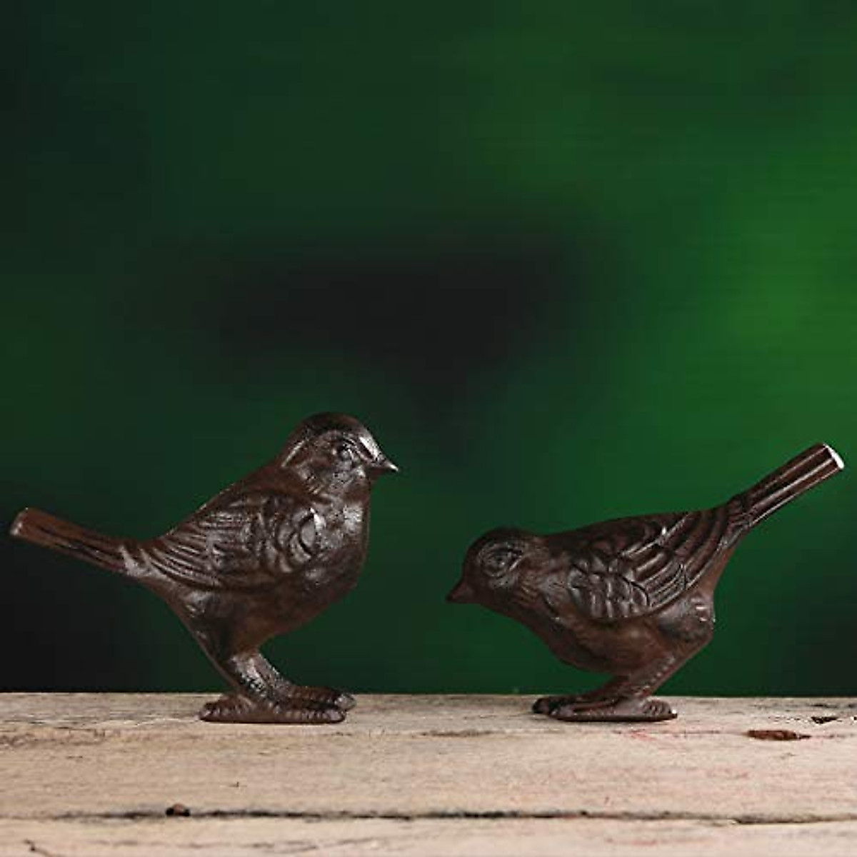 BRASSTAR Rustic Cast Iron Bird Statue Farmhouse Home Garden Decor Collectible Figurines Gift Replica Rust Color a Pair of Birds PTZD053