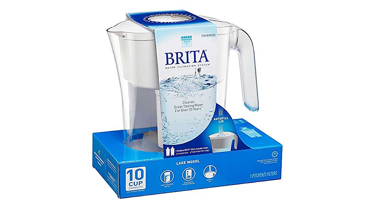 Brita Lake 10 Cup Water Filter Pitcher for Cleaner Drinking Water