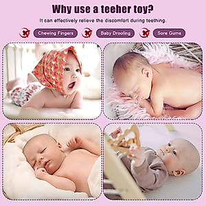 Silicone Baby Teething Toy Remote Control Shaped Baby Teether with a Cute Pacifier Clip Chain Soft Baby Chew Toys Early Sensory Education Molar Toy for Babies 3-18 Months (Pink)