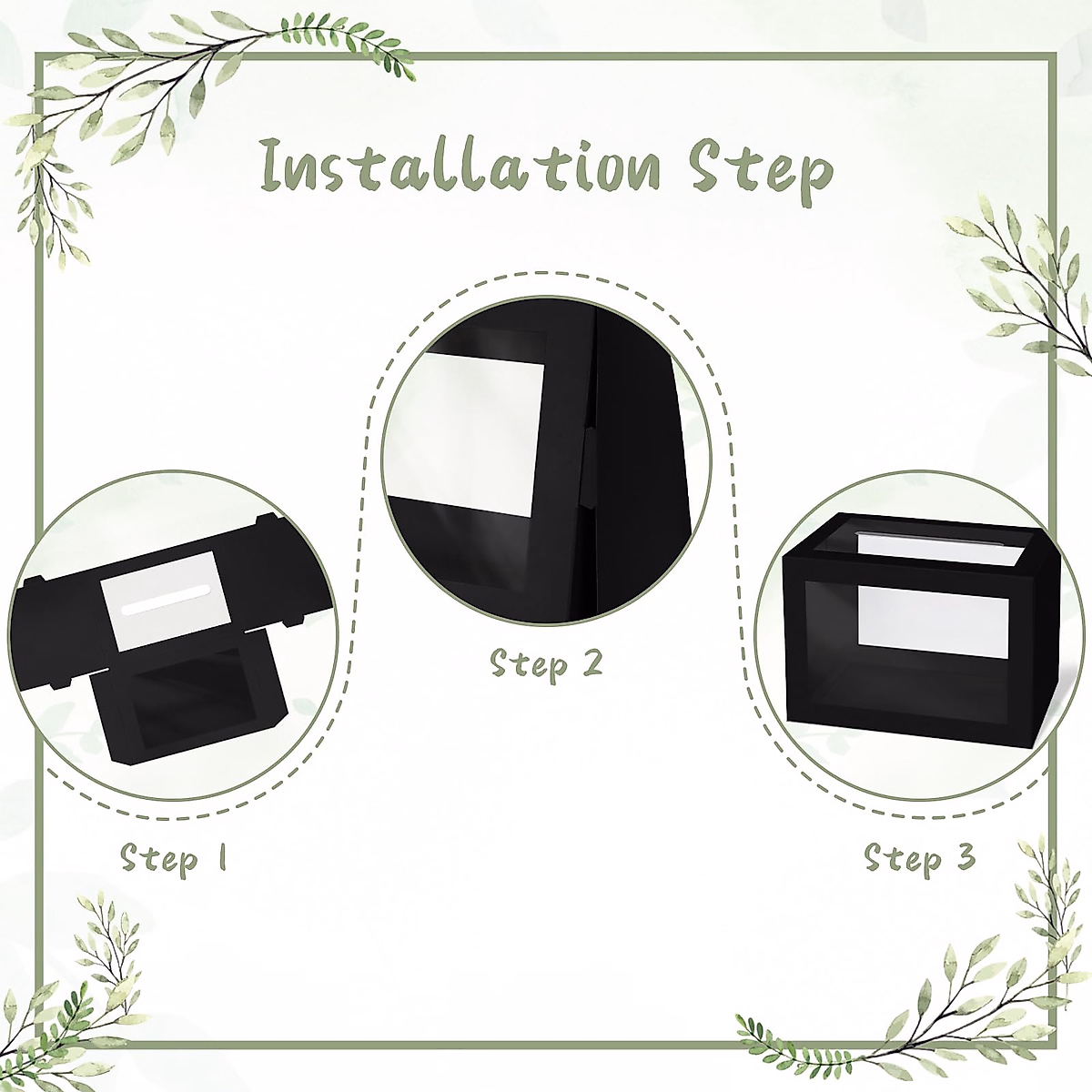 LANLISA Black Card Box for Birthdays Party, Gift Cards Receiving Box Holder for Graduations, Bridal & Baby Showers, Wedding Receptions, Retirements, Anniversaries