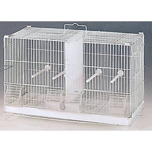 4 of Stack and Lock Double Breeder Cage Bird Breeding Cage with Removable Center Dividers and Breeder Doors (White)
