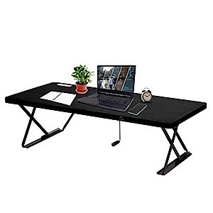 Manual Adjustable Height Computer Tabletop, Crank Lift, 47x24x15 (LxWxH) (Black)