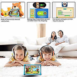 BBPAW Kids Tablet, Learning Games 7 inch 16GB WiFi Android GMS Tablet with Educational Games, with Protective Case-Blue