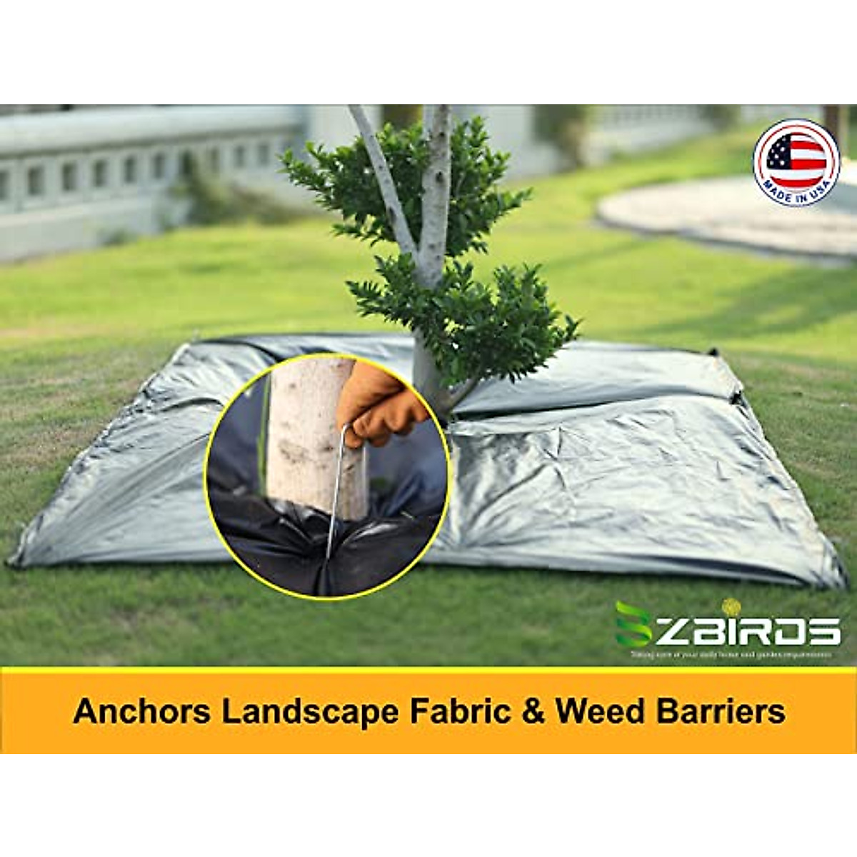 BzBirds USA Made 6 inch 11 Gauge Garden Landscape Staples Galvanized SOD Pins Lawn Stakes for Weed Barrier Fabric, Ground Cover, Holding Fence and Artificial Turf