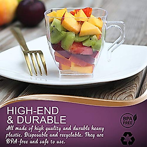 Disposable Coffee Cups - 240 Pcs Plastic Tea Cups - 2 oz Hard Plastic Clear Coffee Mugs - Drinking Tumblers - Bulk Tea Party Glass Set for Wedding, Christmas, Birthday Parties & All Occasions