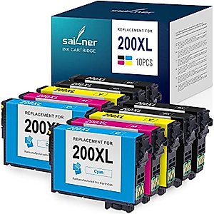 SAILNER 200 Ink Cartridges Remanufactured Ink Cartridge Replacement for Epson 200XL 200 200 XL T200 Combo Pack for XP-410 XP400 XP200 WF-2540 WF2530 XP-310 XP410 XP-300 Printer (10 Pack) 200XL Ink