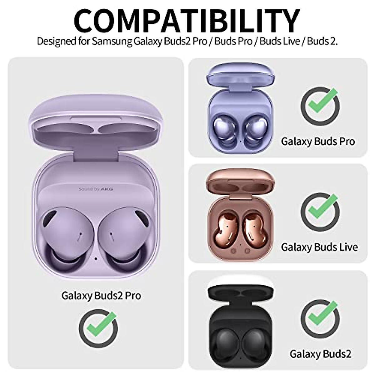 AIRSPO Clear Case Compatible with Samsung Galaxy Buds 2 Pro/ Galaxy Buds 2/ Galaxy Buds Pro/ Galaxy Buds Live Case Transparent Case Cover (Clear)