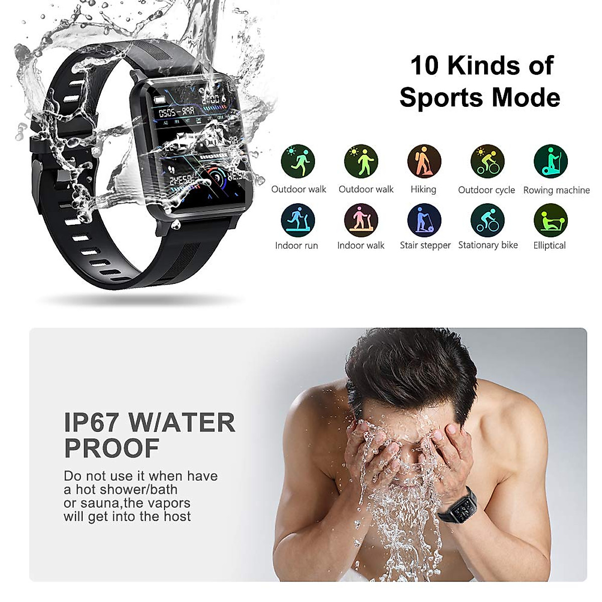 Smart Watch with Call, 2023 Smartwatch for Android Phones/iPhone (30D+ Standby,Music Storage/Player) IP67 Waterproof Fitness Tracker, AMOLED Full-Touch Screen Smartwatch with Heart Rate/Sleep Monitor