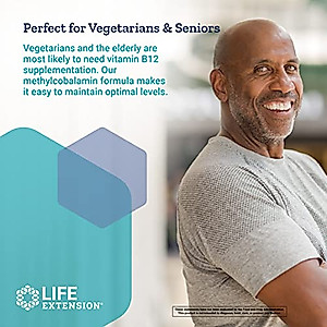 Life Extension Vitamin B12 Methylcobalamin 5 mg – Dissolvable Vitamin B Supplement for Nerve, Brain Health and Energy – Gluten-Free, Non-GMO, Vegetarian – 60 Lozenges