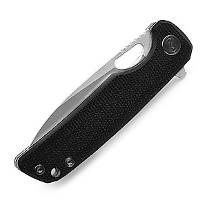 Miguron Knives M Galaty Flipper Folding Knife,3.25" 14C28N Satin Blade Black Micarta Handle, Outdoor Camping Hiking Pocket Knife MGR-818MWBK