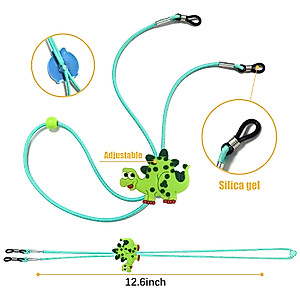 ZXSWEET 8 PCS Kids Glasses Strap Adjustable Dinosaur Anti-slip Eyeglass Straps for Boys Girls Multicolor