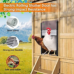 Automatic Chicken Coop Door Solar Powered - Full Aluminum Auto Chicken Coop Door Opener with Timer, Light Sensor and Remote Control